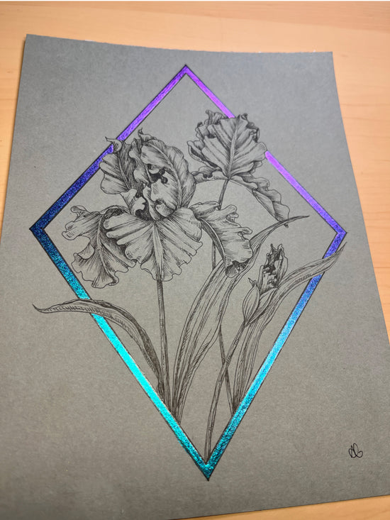 Art - Iris with Metallic Details - Original Ink Drawing – April Ellen ...